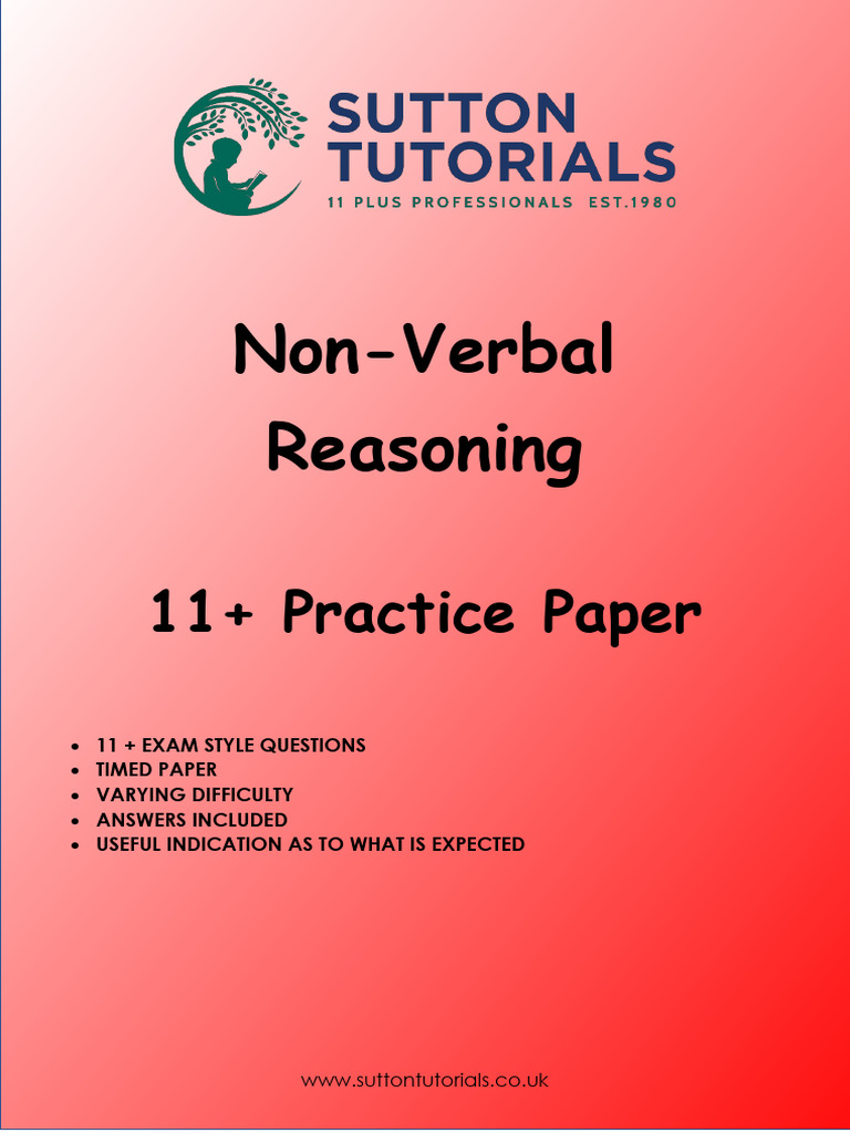 11+ Non-Verbal Reasoning Practice | PDF | Teaching Methods & Materials | Home & Garden