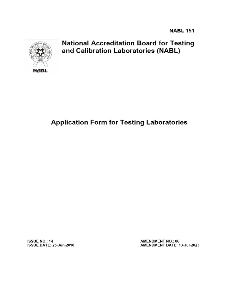 NABL 151 Application Form Overview | PDF | Calibration | Science