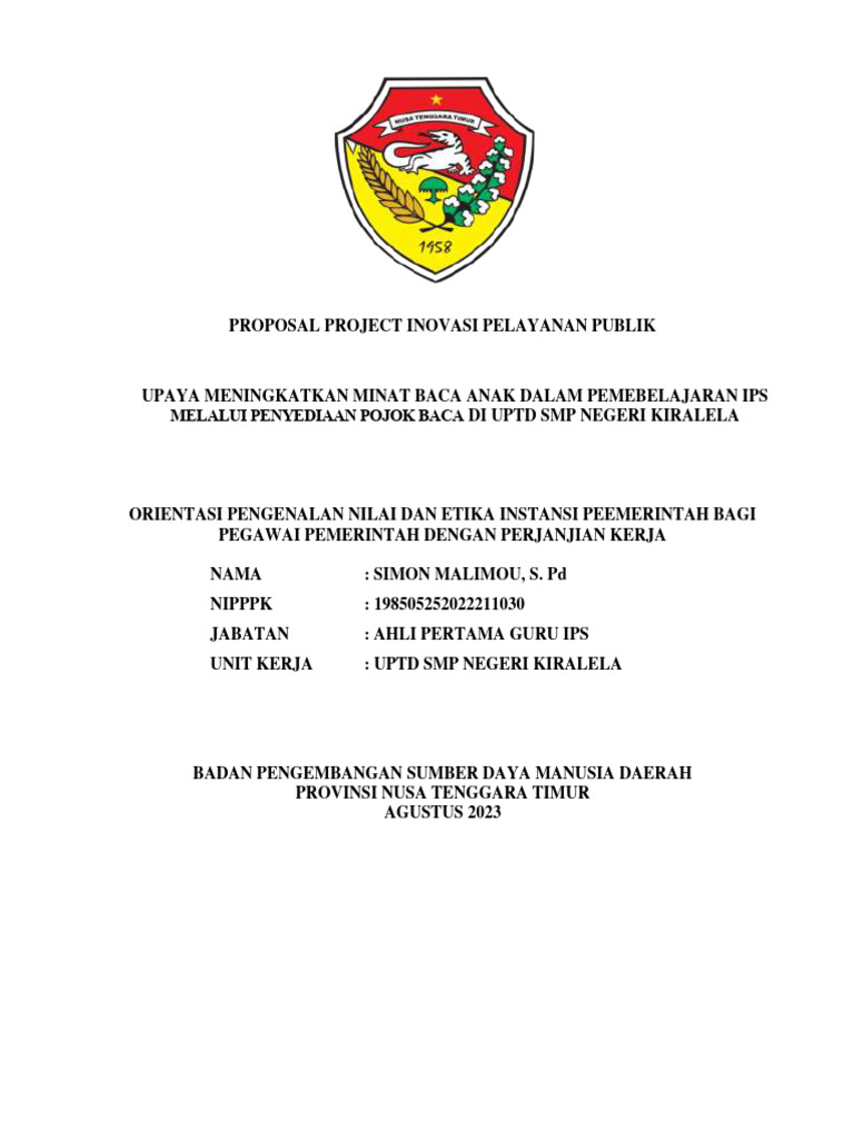 Proposal Simon Malimou - Ok | PDF