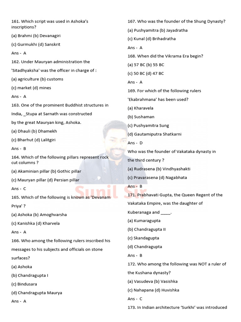 320 Important Ancient History Questions Part - 5 | PDF