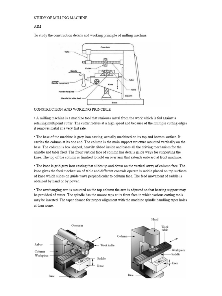 Milling Machine Construction and Operation | PDF