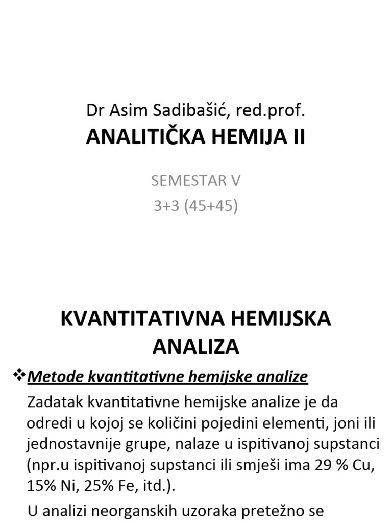 Analitička Hemija Ii | PDF