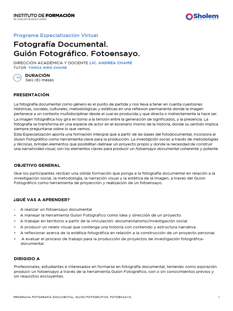 Programa Foto Documental Guion Fotoensayo | PDF | Investigación social | Documental