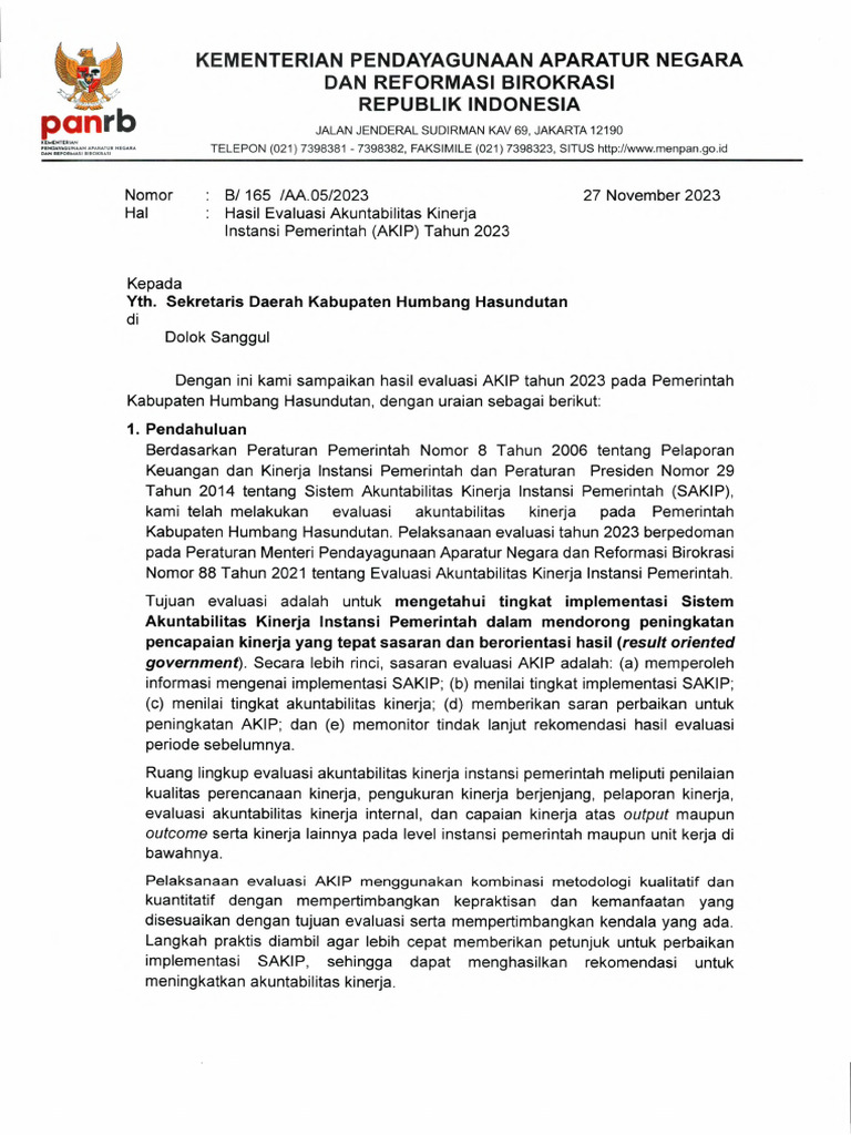 Hasil Evaluasi AKIP 2023 | PDF