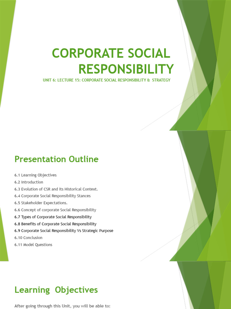 A15 Unit 6 Lecture 15 Corporate Social Responsibility | PDF