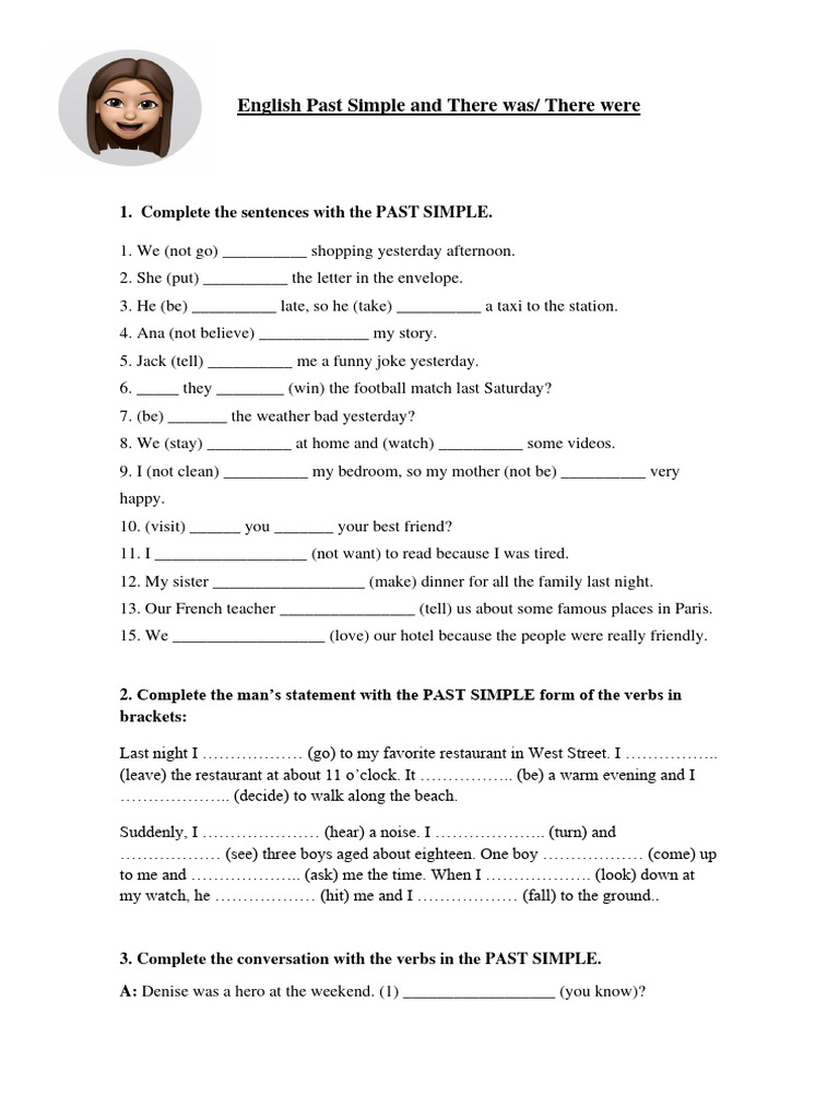 Past Simple and "There Was/Were" Exercises | PDF