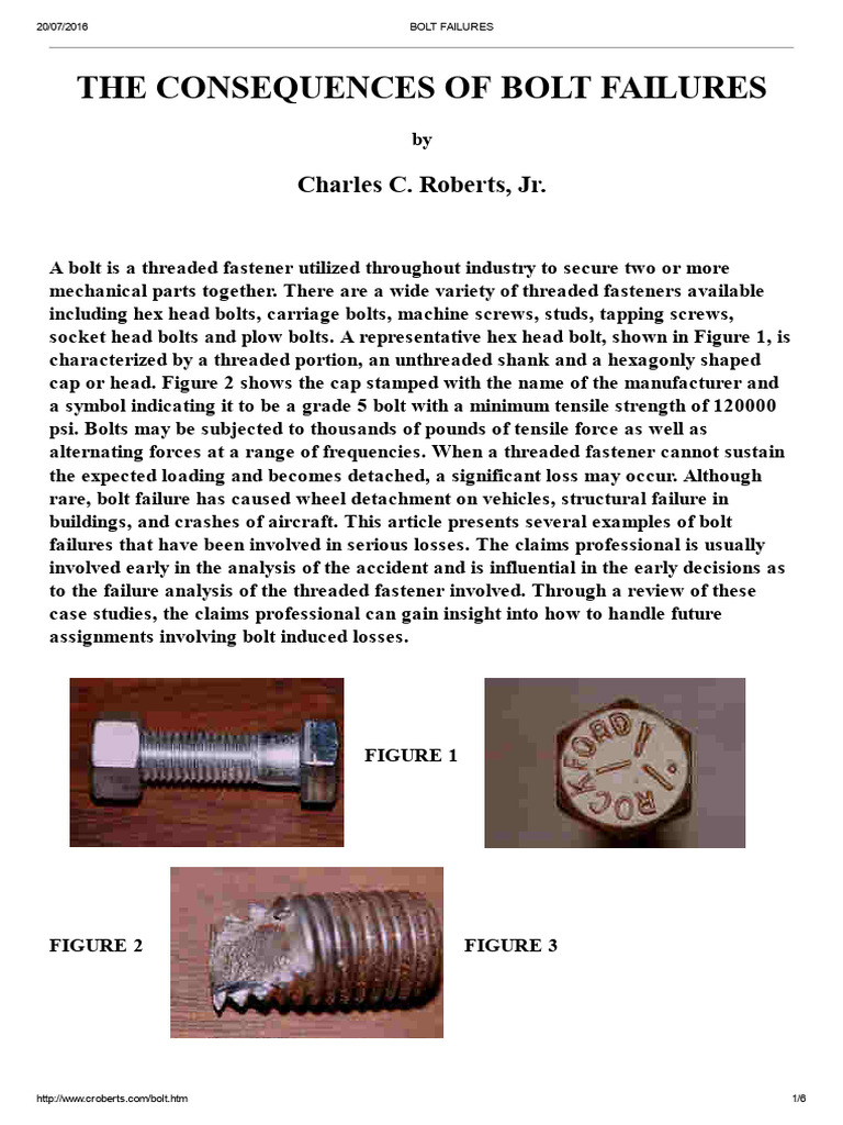 Bolt Failures | PDF