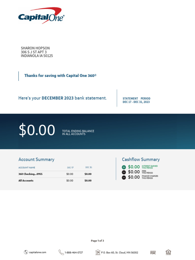 Capital One Bank Statement | PDF