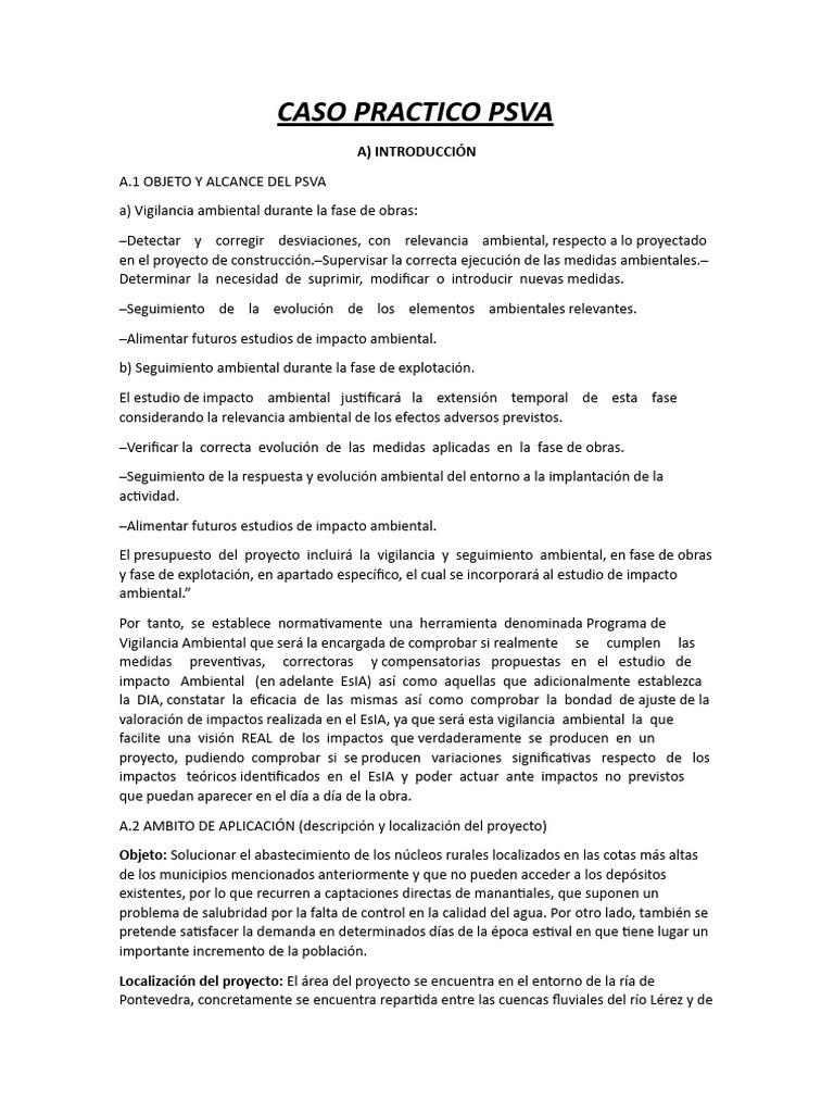 Caso Practico Psva | PDF | Evaluación de impacto ambiental | Entorno ...