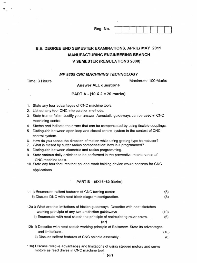 Reg. No.: MF 9305 CNC Machining Technology | PDF | Technology & Engineering