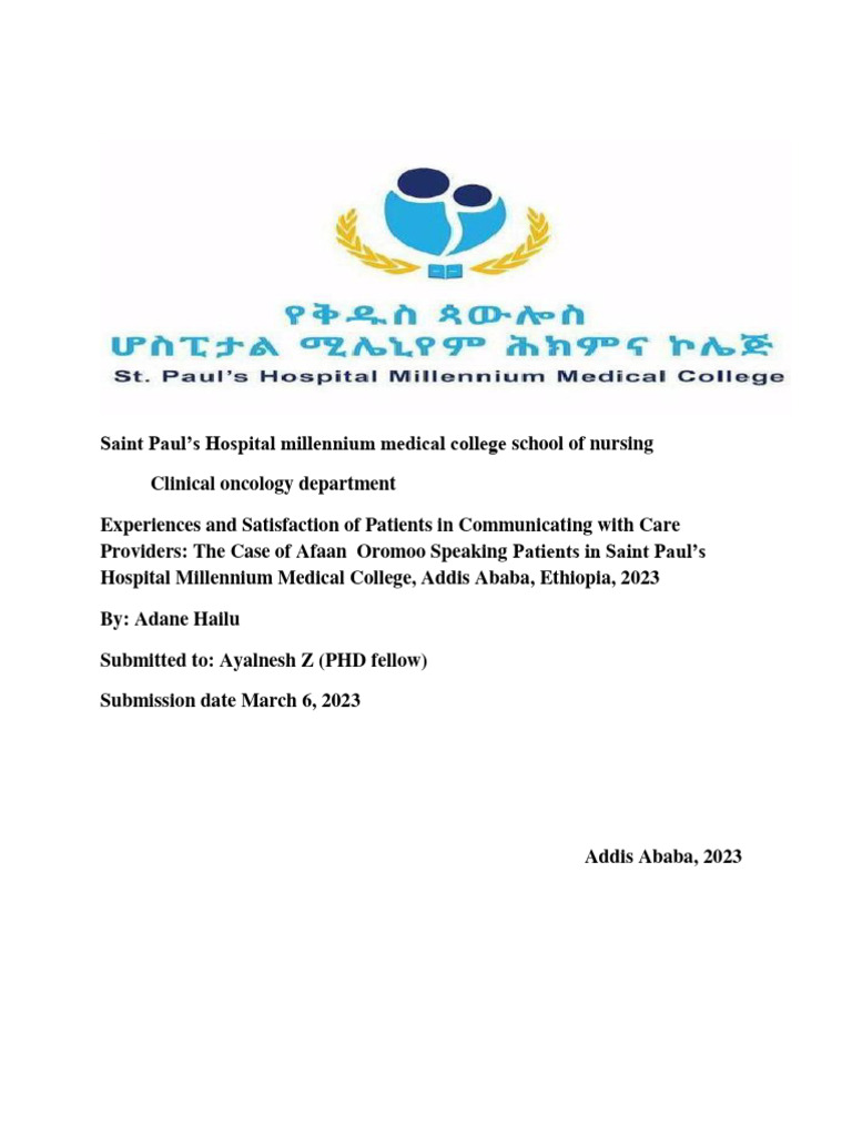 Adane Hailu Qualitative | PDF | Nursing | Communication