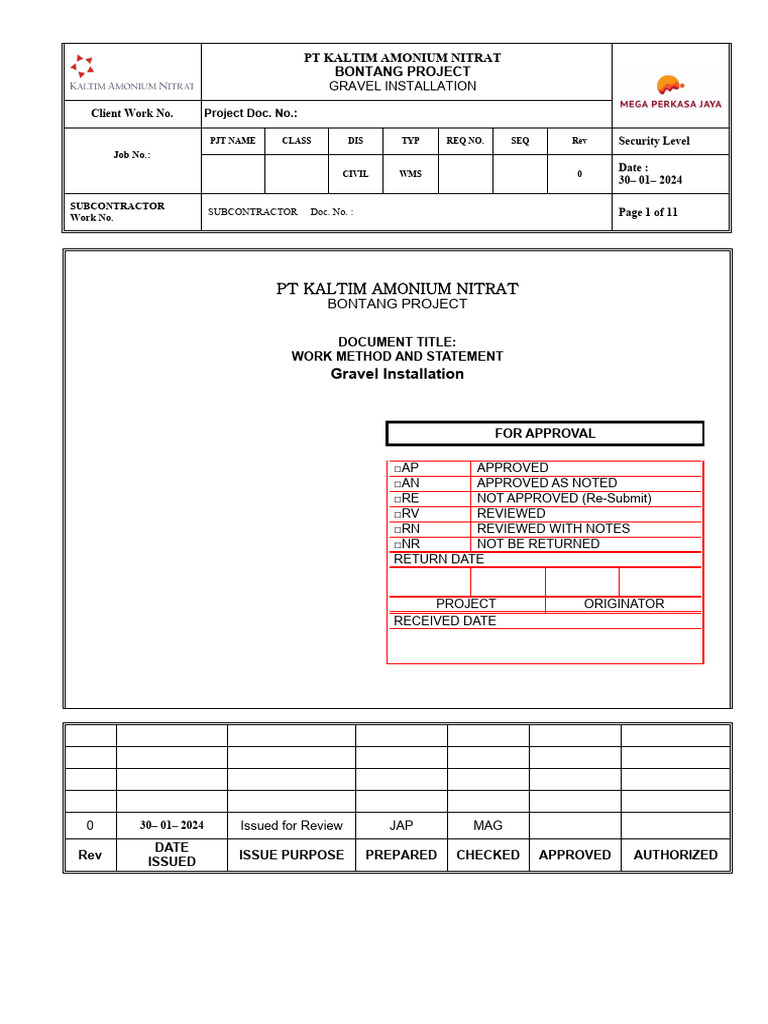WMS of Gravel Installation | PDF | General Contractor | Supervisor