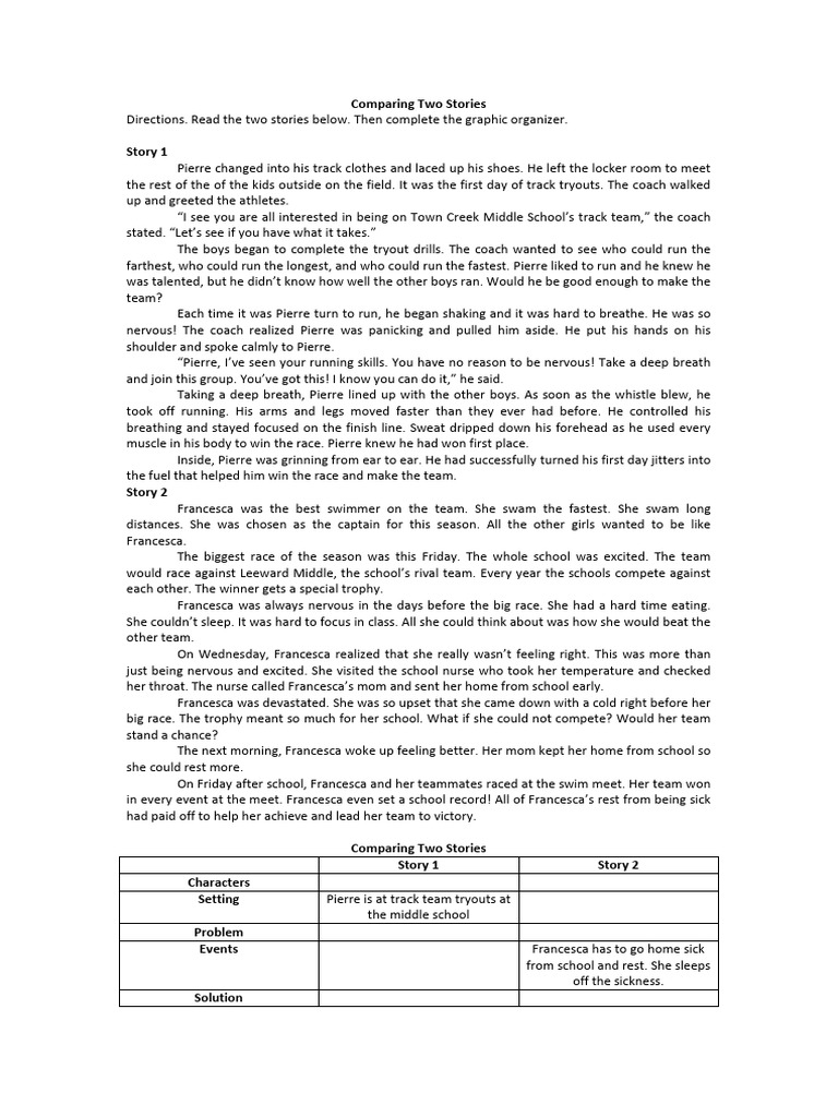 Comparing Two Stories Grade 8 | PDF