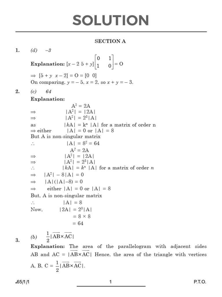 Maths Sample Solution | PDF