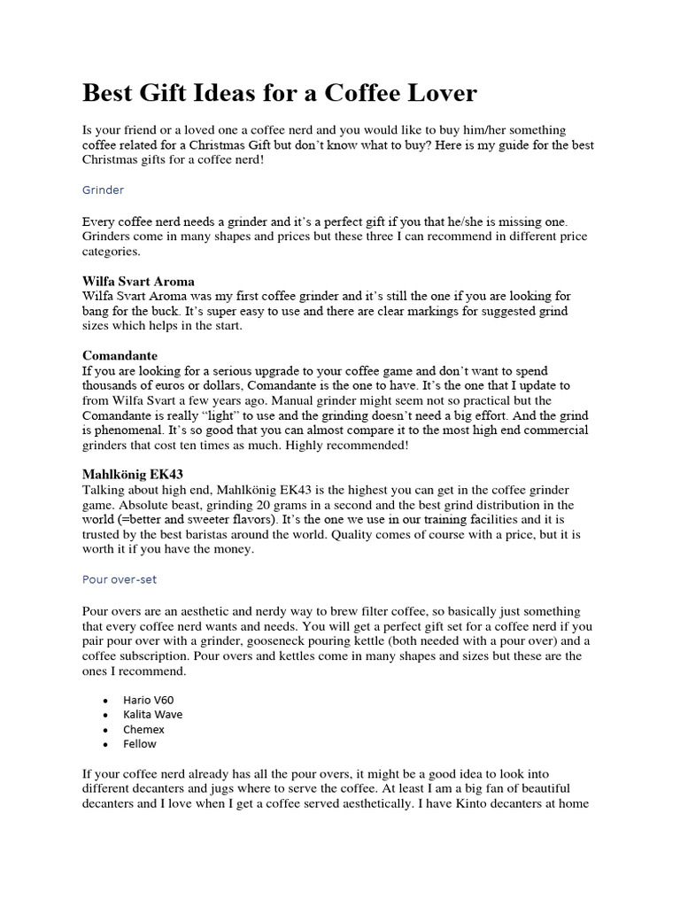 Best Gift Ideas For A Coffee Lover | Download Free PDF | Coffee | Drink Best Gift Ideas For A Coffee Lover | Download Free PDF | Coffee | Drink