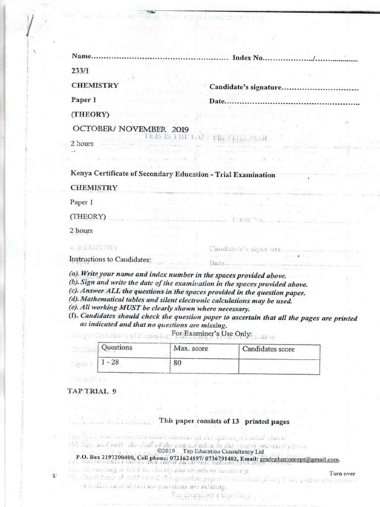 Chemistry Paper 1 | PDF
