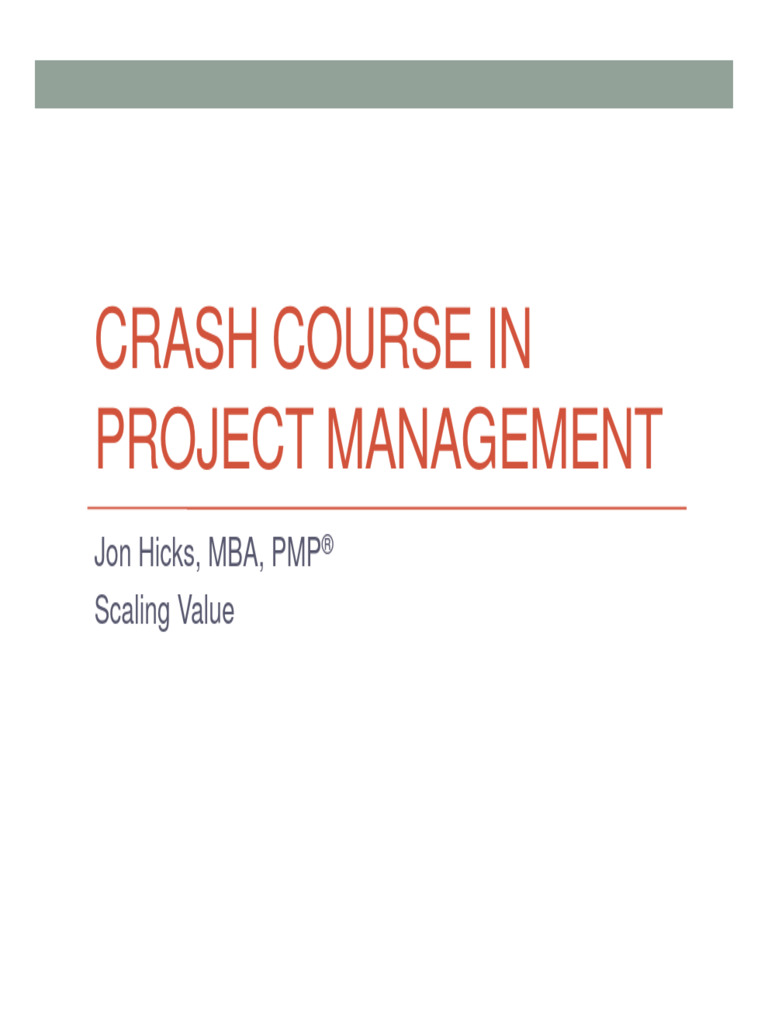Crash Course in Project Management | PDF