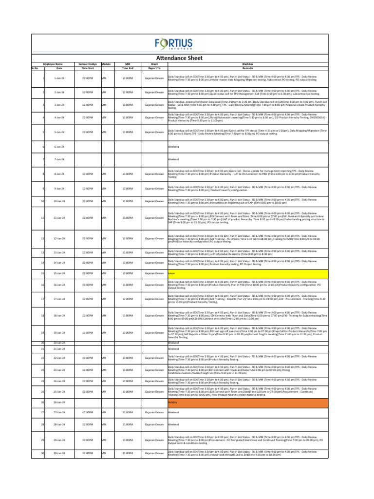 January 2024 Employee Attendance Log | PDF | Computing | Information ...