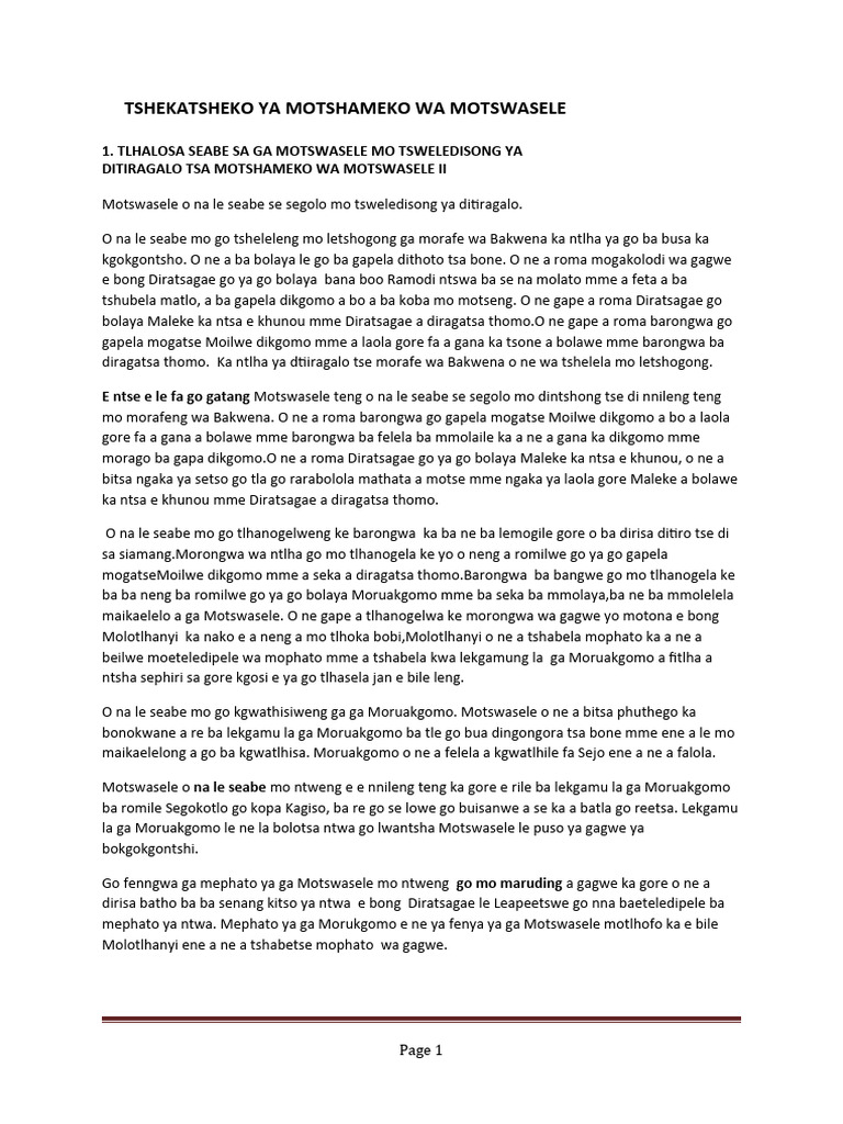 Motswasele Notes | PDF