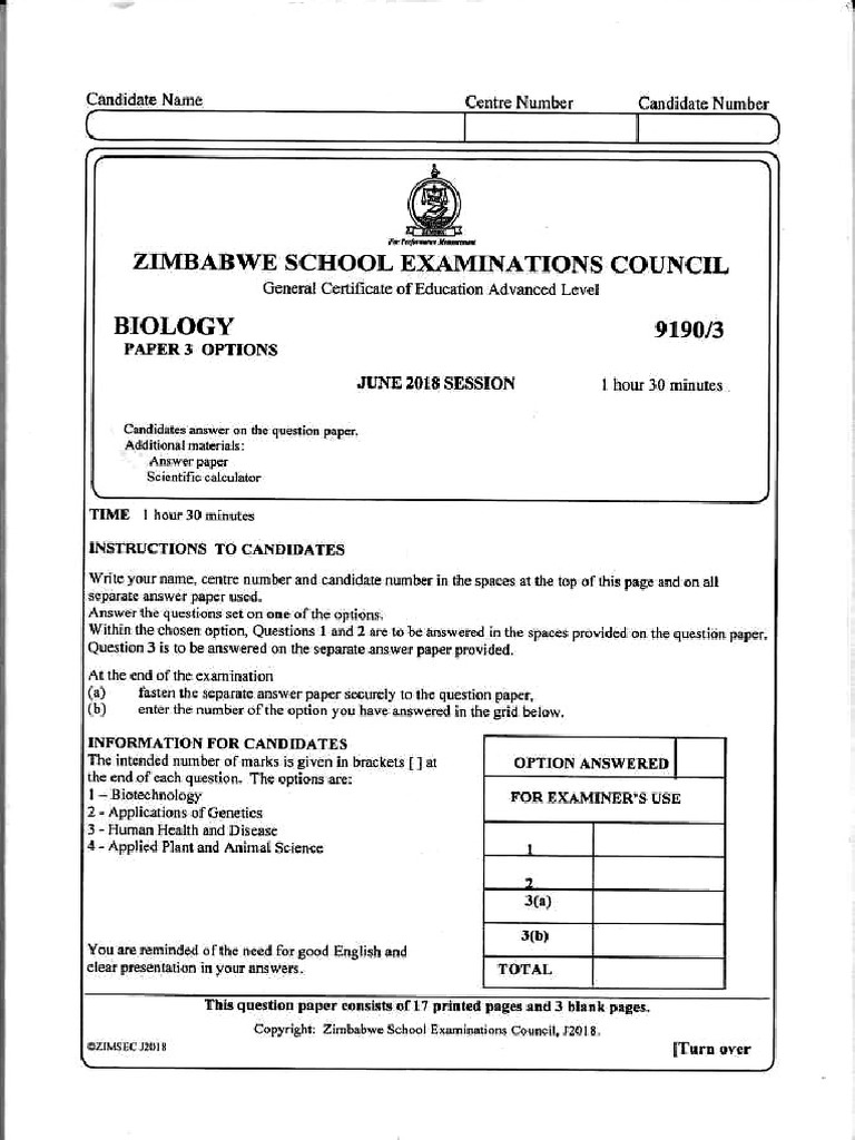 A-Levels Biology 2018 | PDF