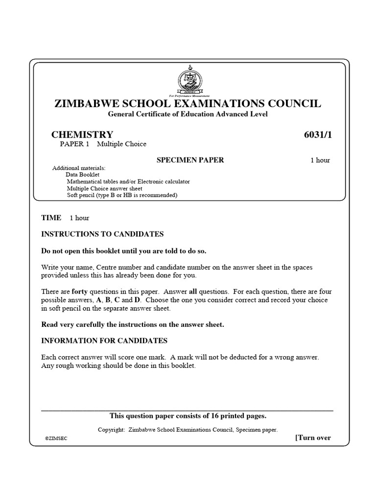 A-Levels Chemistry Exemplar | PDF