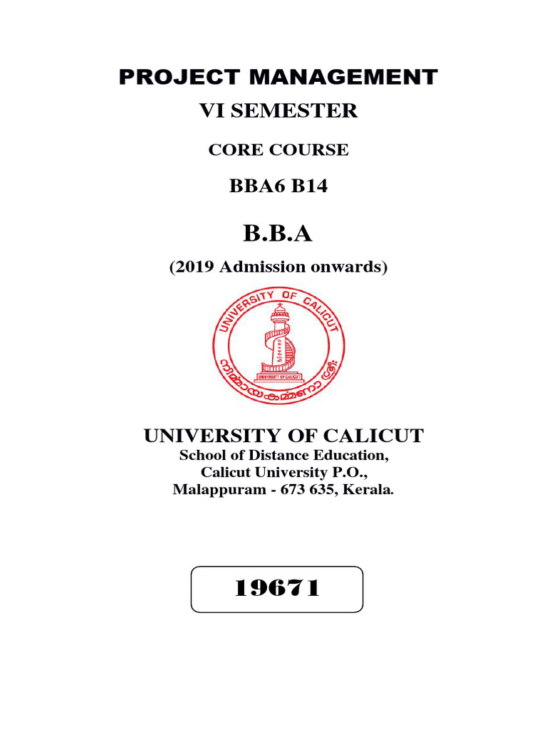 BBA Project Management Guide | PDF | Feasibility Study | Risk