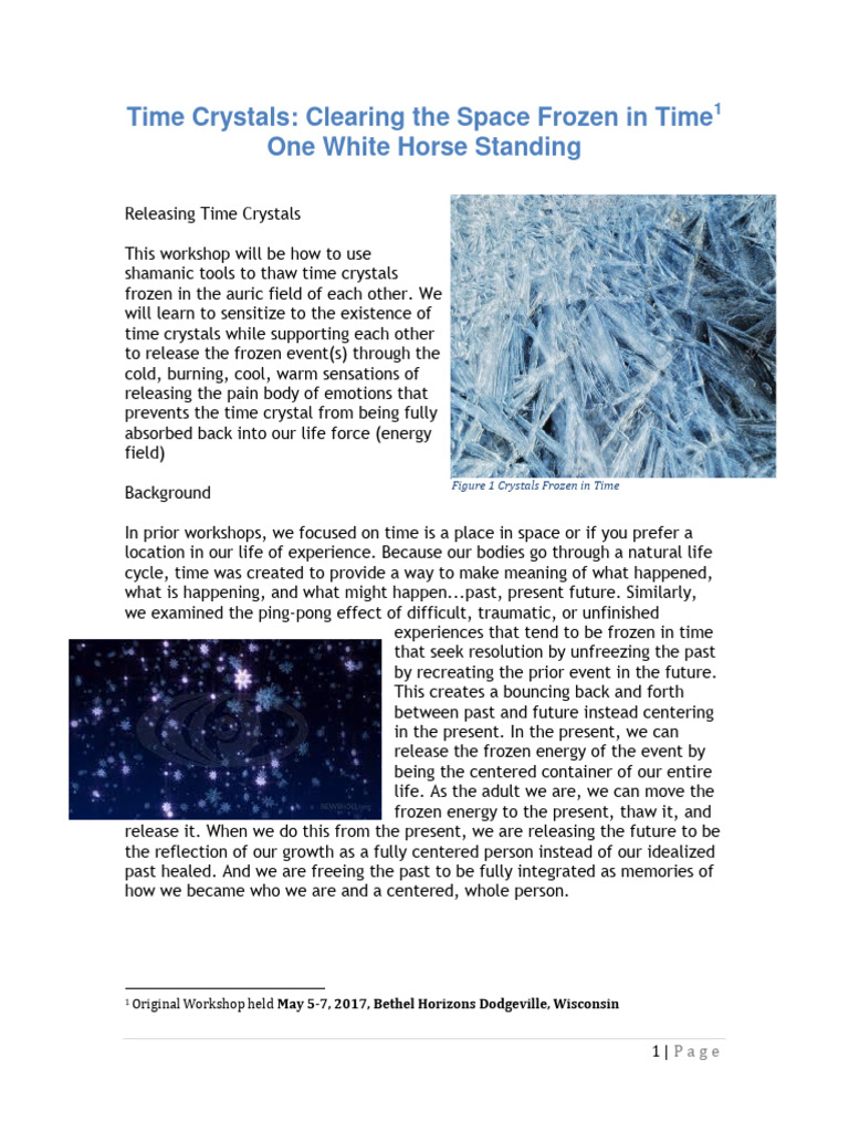 Time Crystals: Clearing The Space Frozen in Time One White Horse ...