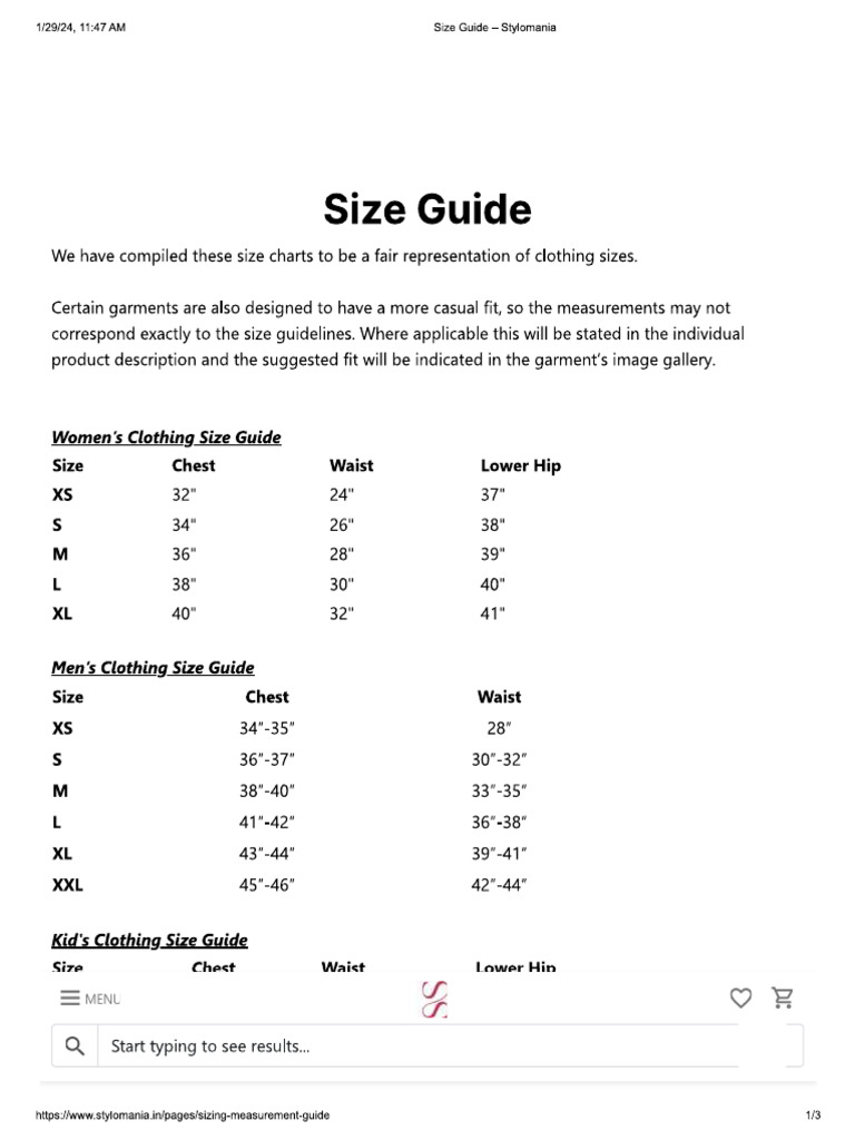 SIZE Chart | PDF