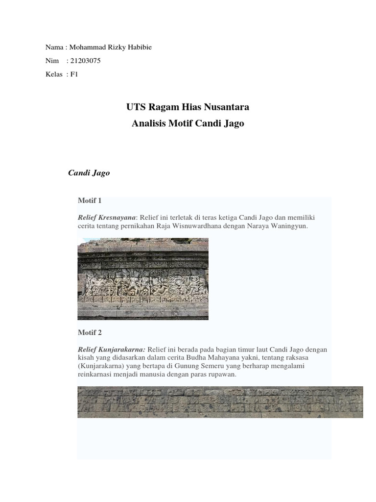 UTS Ragam Hias Nusantara Analisis Motif Candi Jago | PDF