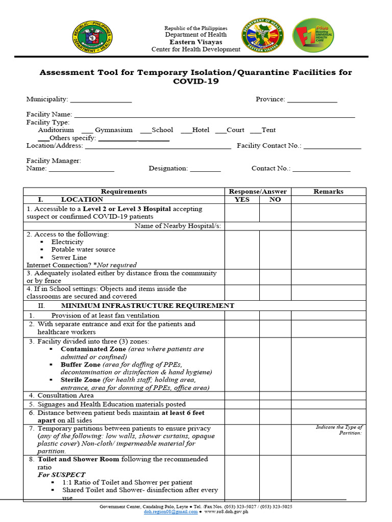 Assessment Tool For Temporary Isolation Revised FORM FINAL | PDF ...