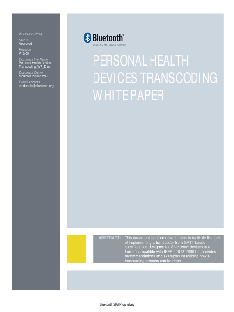 Personal Health Devices Transcoding - WP - V15r00 | PDF