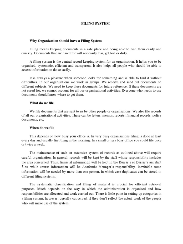 Filing System | PDF | Syllabus | Teachers