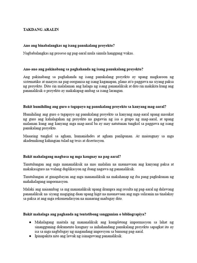 Takdang Aralin | PDF