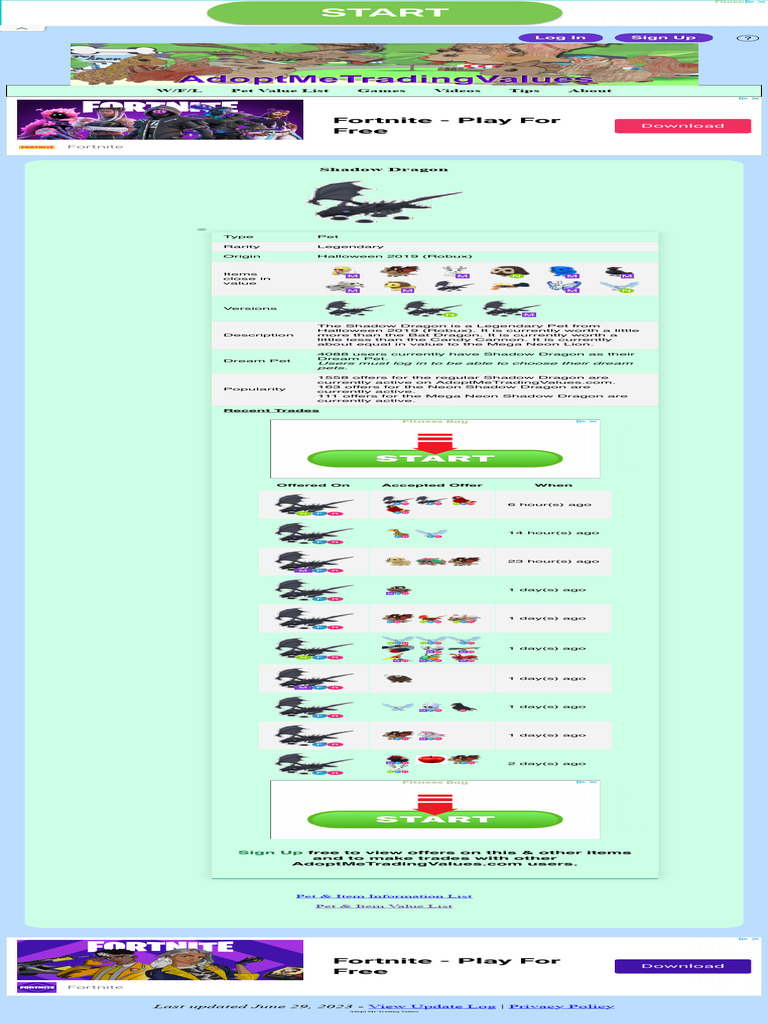 Roblox Adopt Me Trading Values - What Is Shadow Dragon Worth | PDF