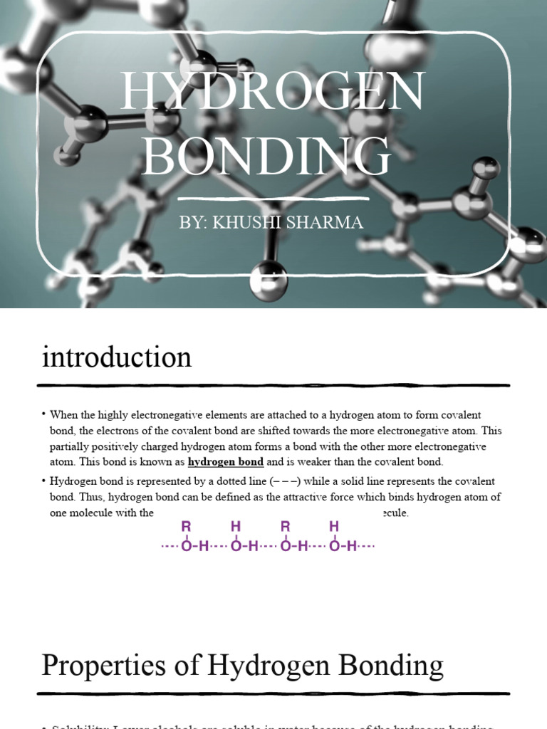 Hydrogen Bonding | PDF | Chemical Bond | Hydrogen Bond