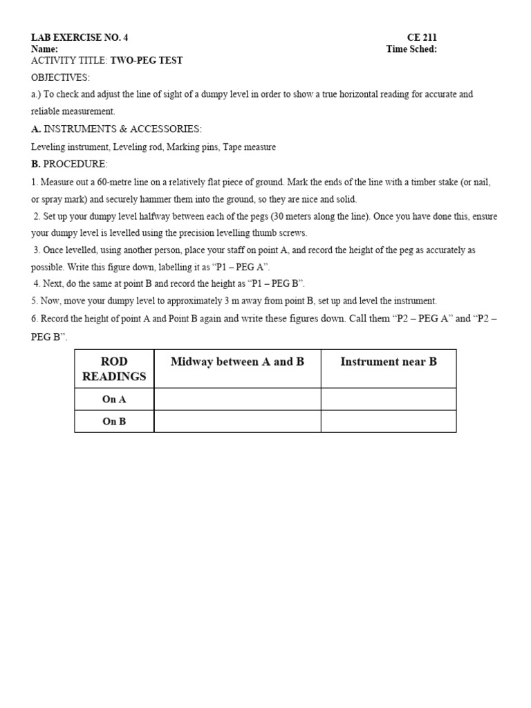 ACITIVITY 4 Two Peg Test | PDF | Technology & Engineering