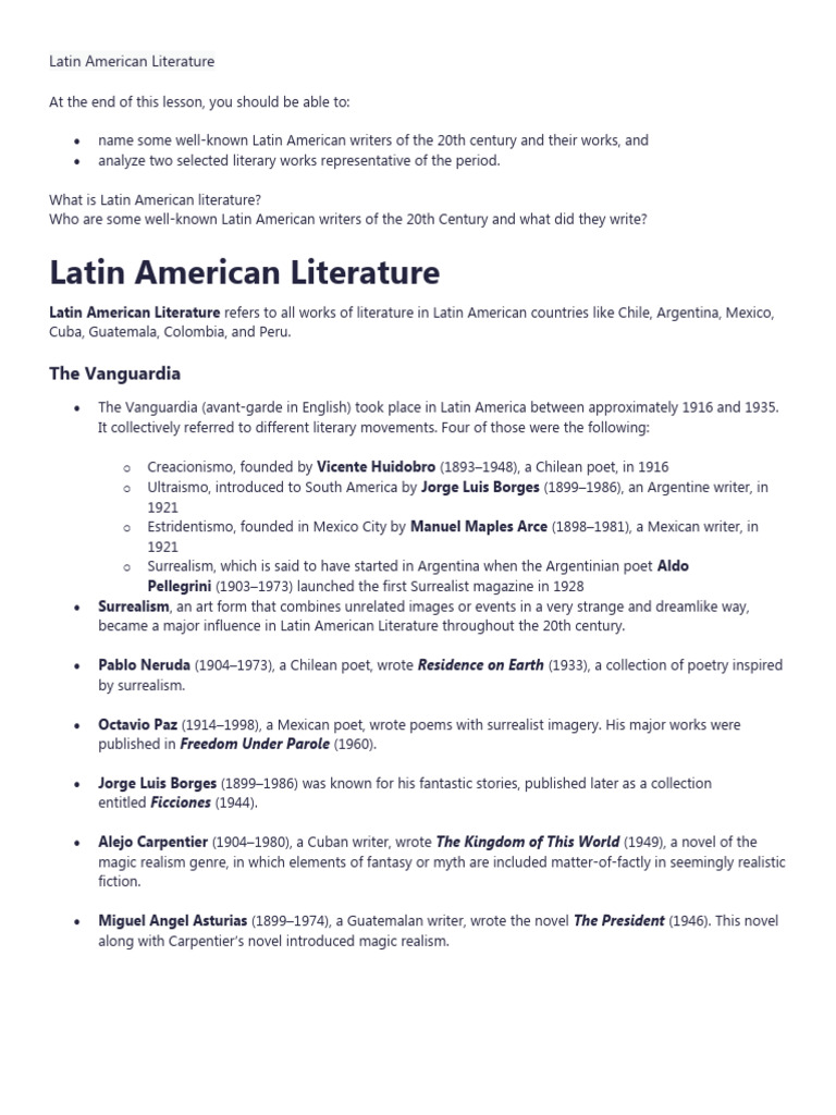 Latin American Literature | PDF