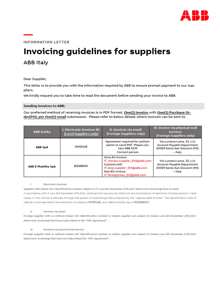 Global Standard Vendor Invoice Guidance Template - IT - Ver 8.0 | PDF ...