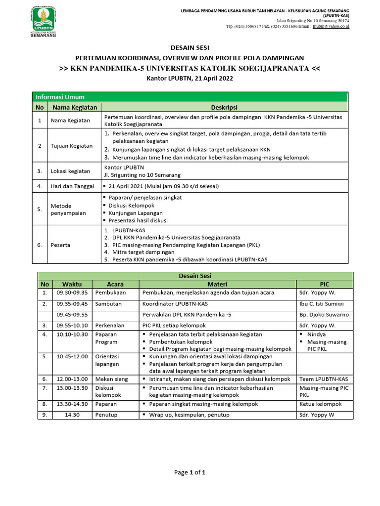 Desain Sesi Dan Lembar Informasi Final ND20.04.2022 | PDF