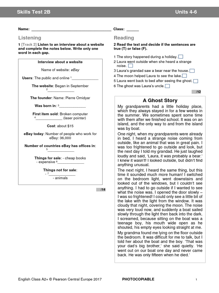 ECA2+ - Tests - Skills Test - 2B | PDF | E Bay