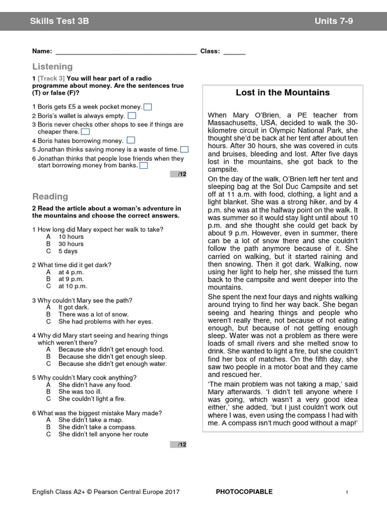 ECA2+ - Tests - Skills Test - 3B | PDF