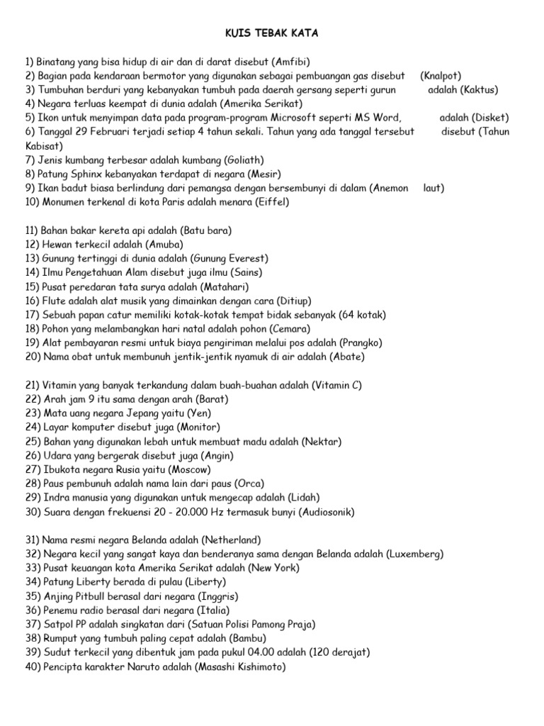 Kuis Tebak Kata | PDF