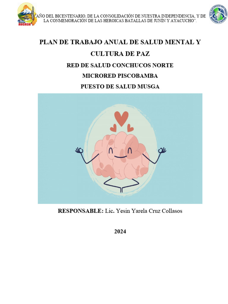 Plan de Trabajo de Salud Mental | Descargar gratis PDF | Trastorno mental | Salud mental