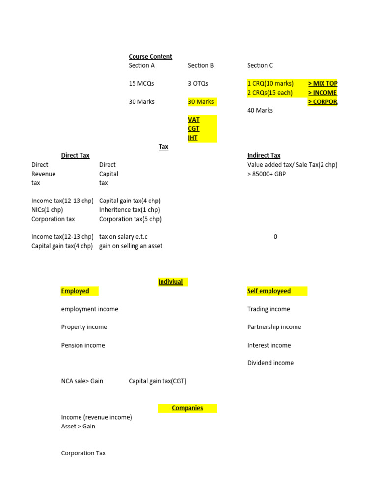 Tax Note | PDF | Taxes | Income