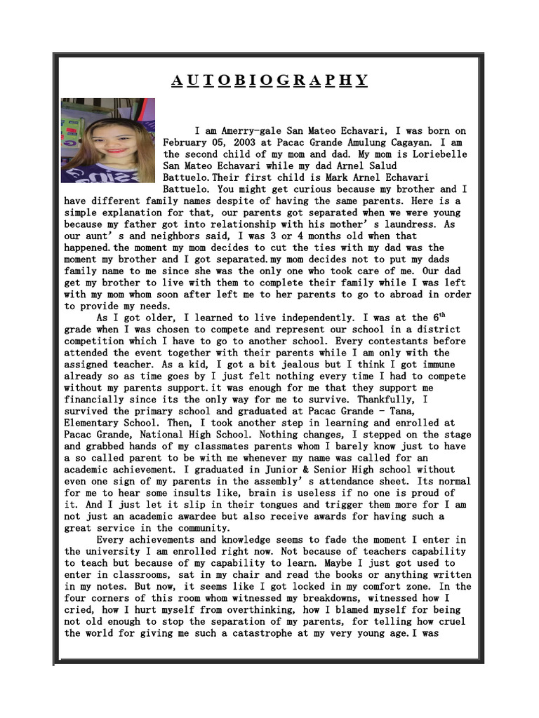 Autobiography | PDF | Wellness | Lifestyle