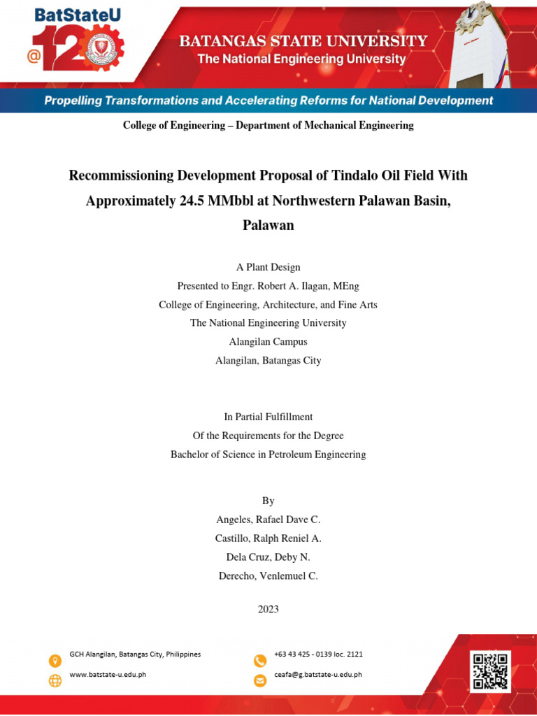 Recommissioning Development Project Proposal of Tindalo Oil Field With ...