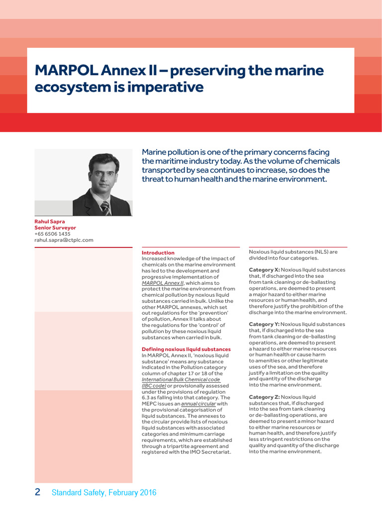 Marpol Annex II Preserving The Marine Ecosystem Is Imperative | PDF ...