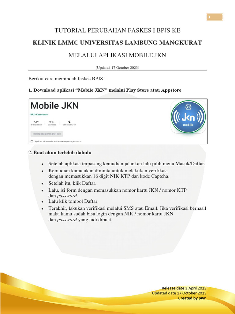 Tutorial Perubahan Faskes I BPJS Ke LMMC | PDF