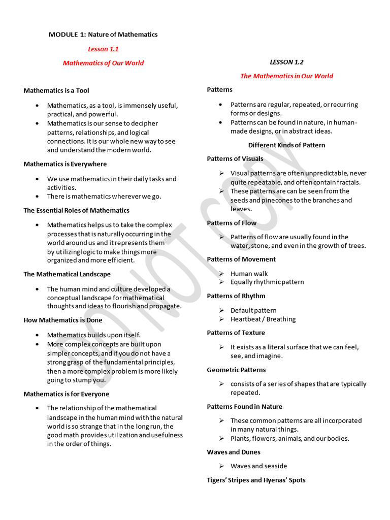 MMW Pointers Midterm | PDF | Set (Mathematics) | Pattern