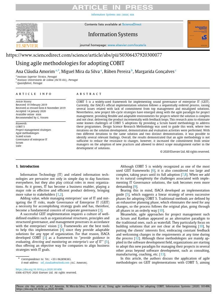 Using Agile Methodologies For Adopting COBIT | PDF Using Agile Methodologies For Adopting COBIT | PDF